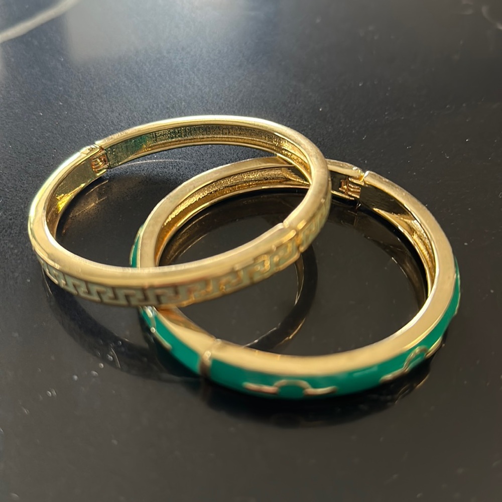 Gold And Teal Bangles - Gem